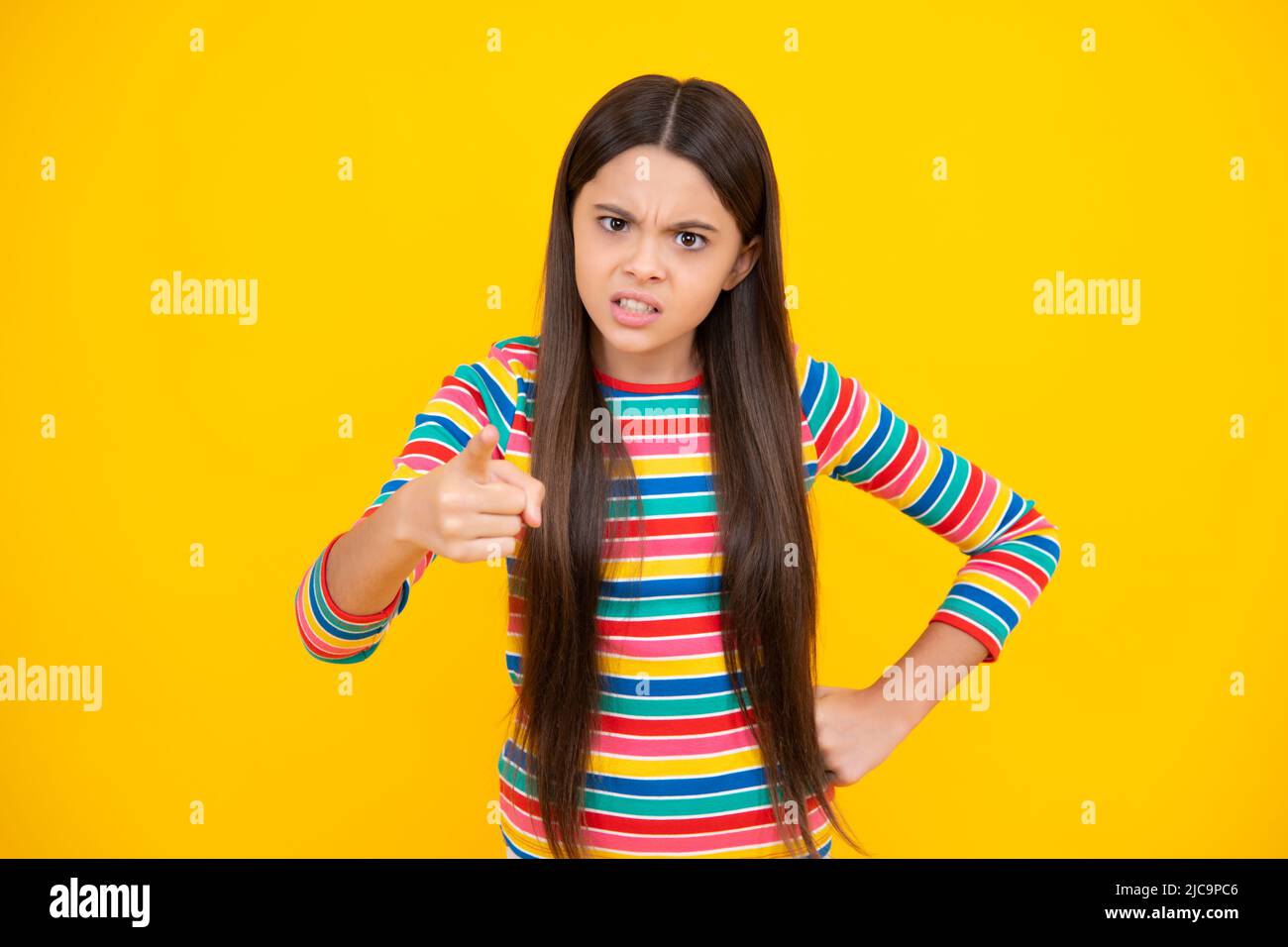 Unhappy upset teenager girl. Closeup portrait mad young child girl ...