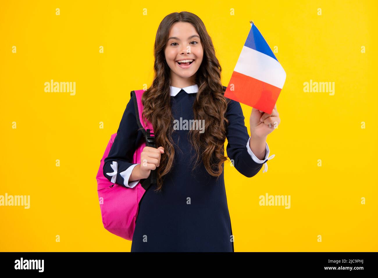 Education and learning in France. School girl france student. Language ...