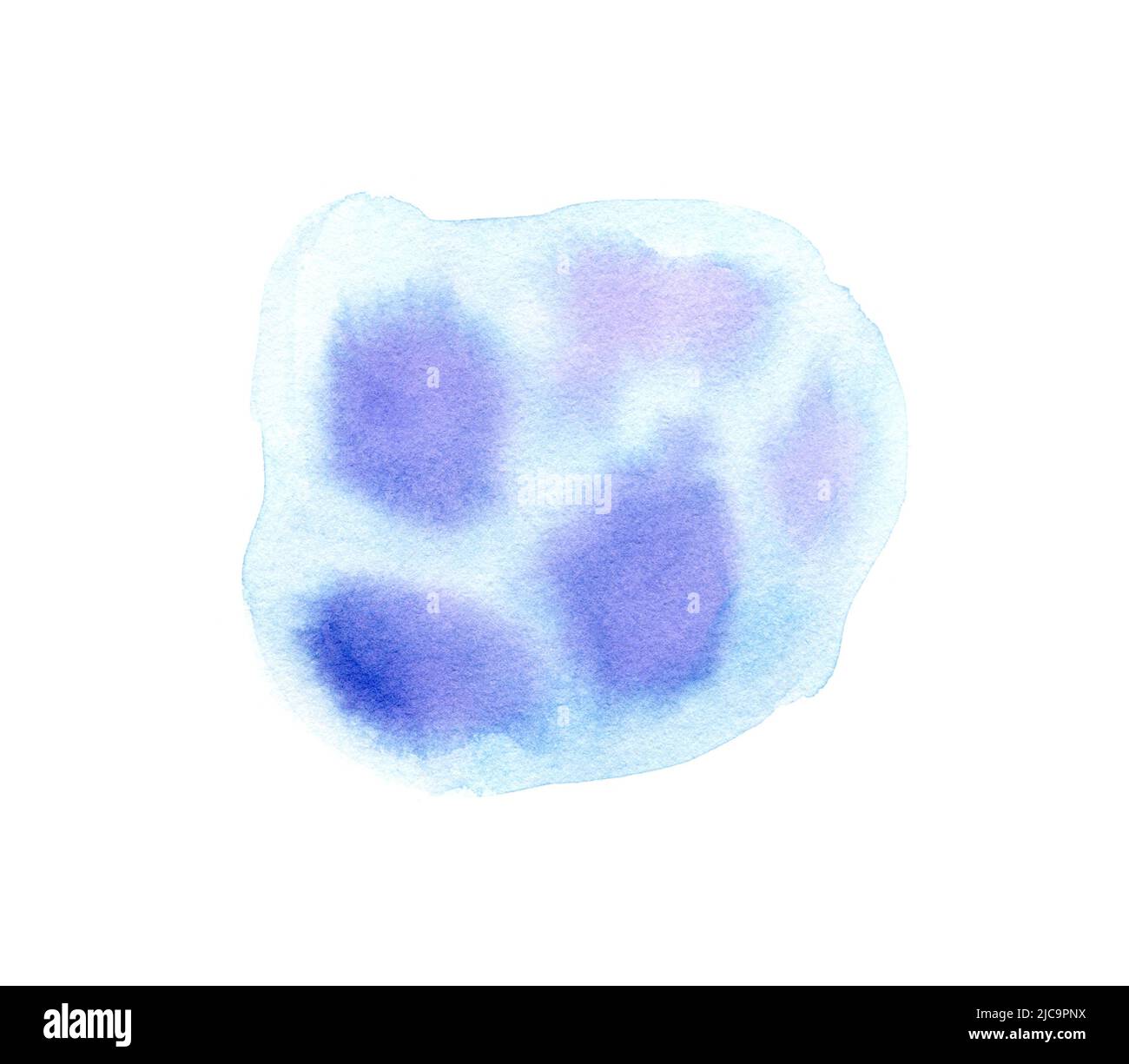 Watercolor blot violet blue color on white isolated background. Design ...