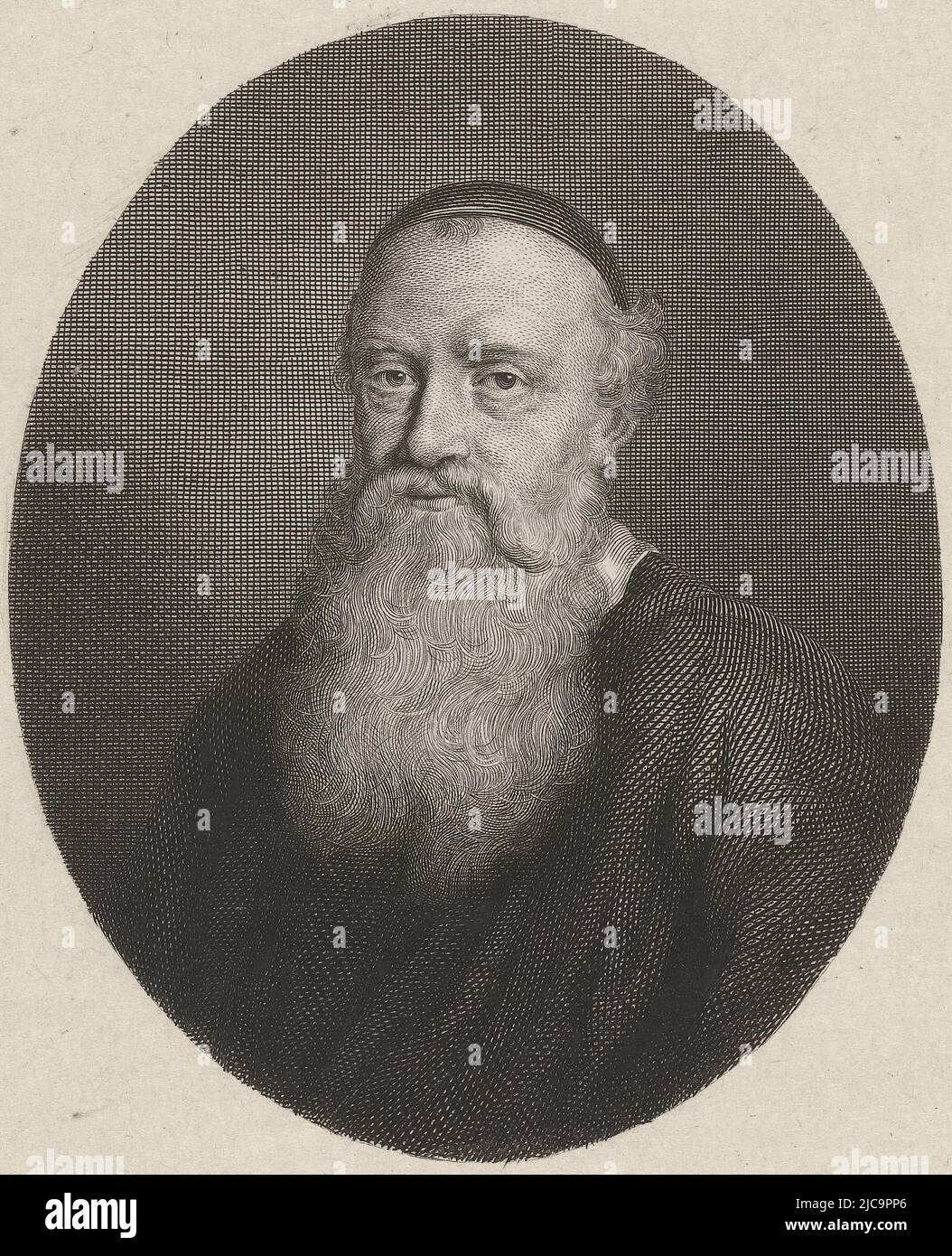 Portrait bust in oval to the left of Menno Simons, leader of the ...