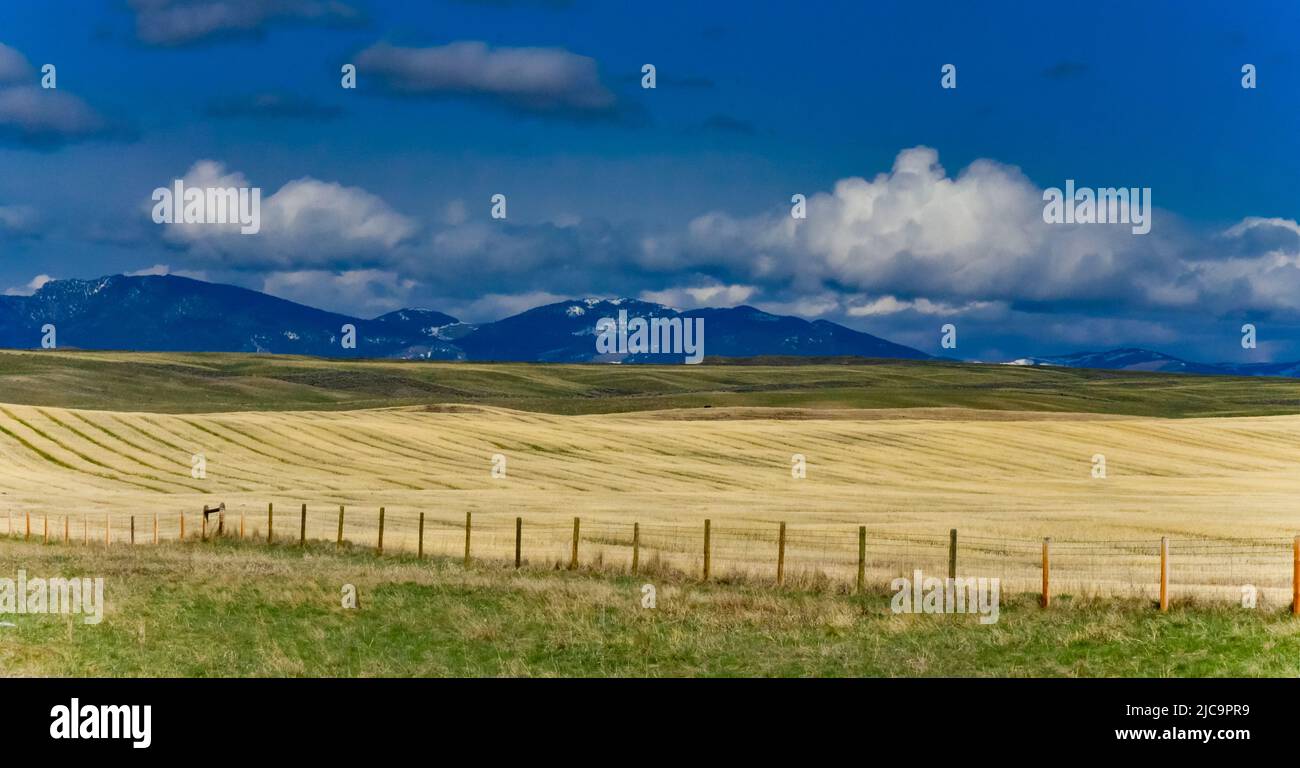 Mountain landscape, snow in the mountains in spring in Montana, USA ...