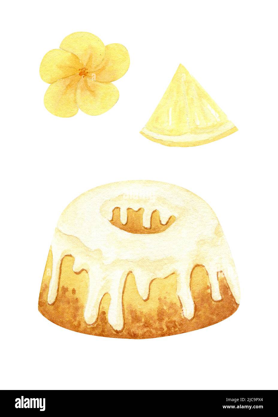 Watercolor Baba. Homemade baking. Baba with glaze. Isolated on white ...