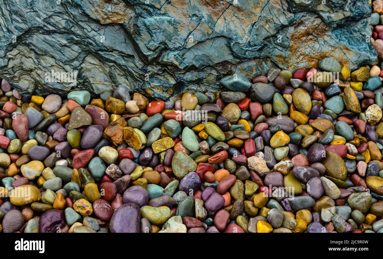 Multi-colored pebbles in the interior, round colored pebbles. Montana ...