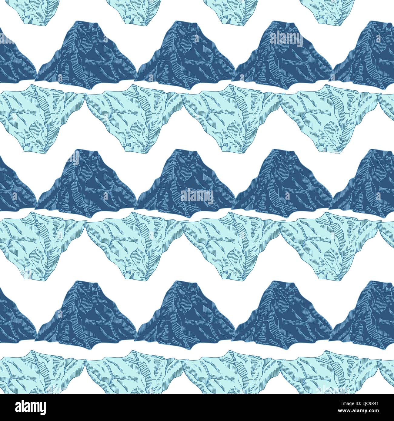 Mountain peak engraved seamless pattern. Vintage background rock ...
