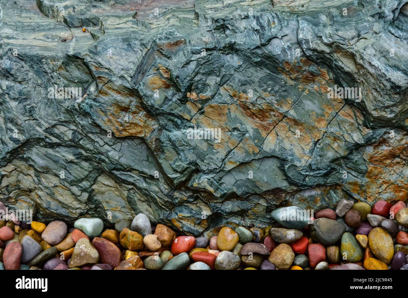 Multi-colored pebbles in the interior, round colored pebbles. Montana ...