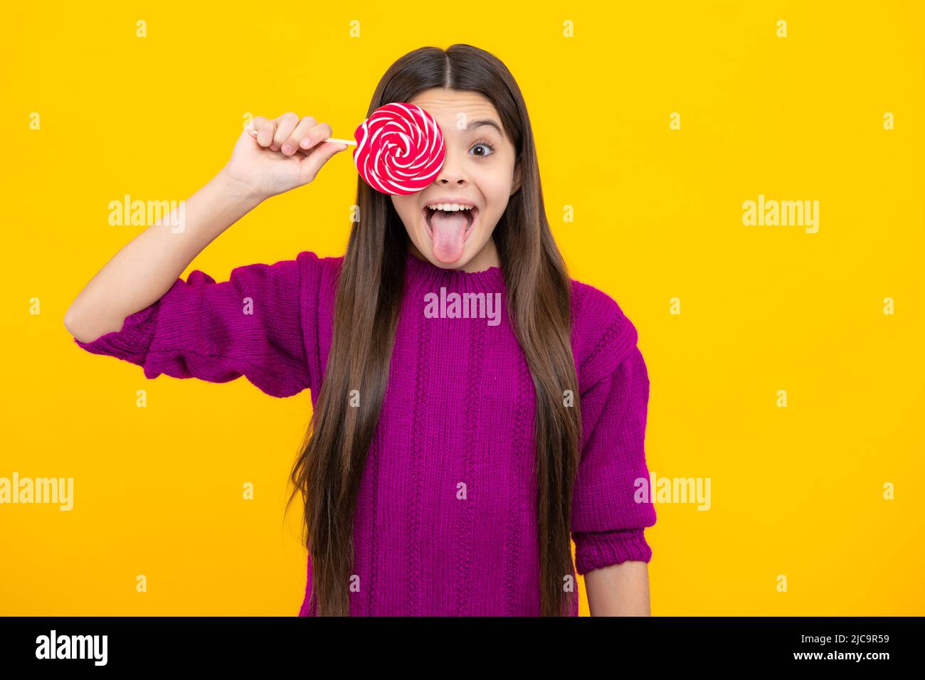 Child with lollipops candy. Stop eating sweets, sugar addiction. Teen ...