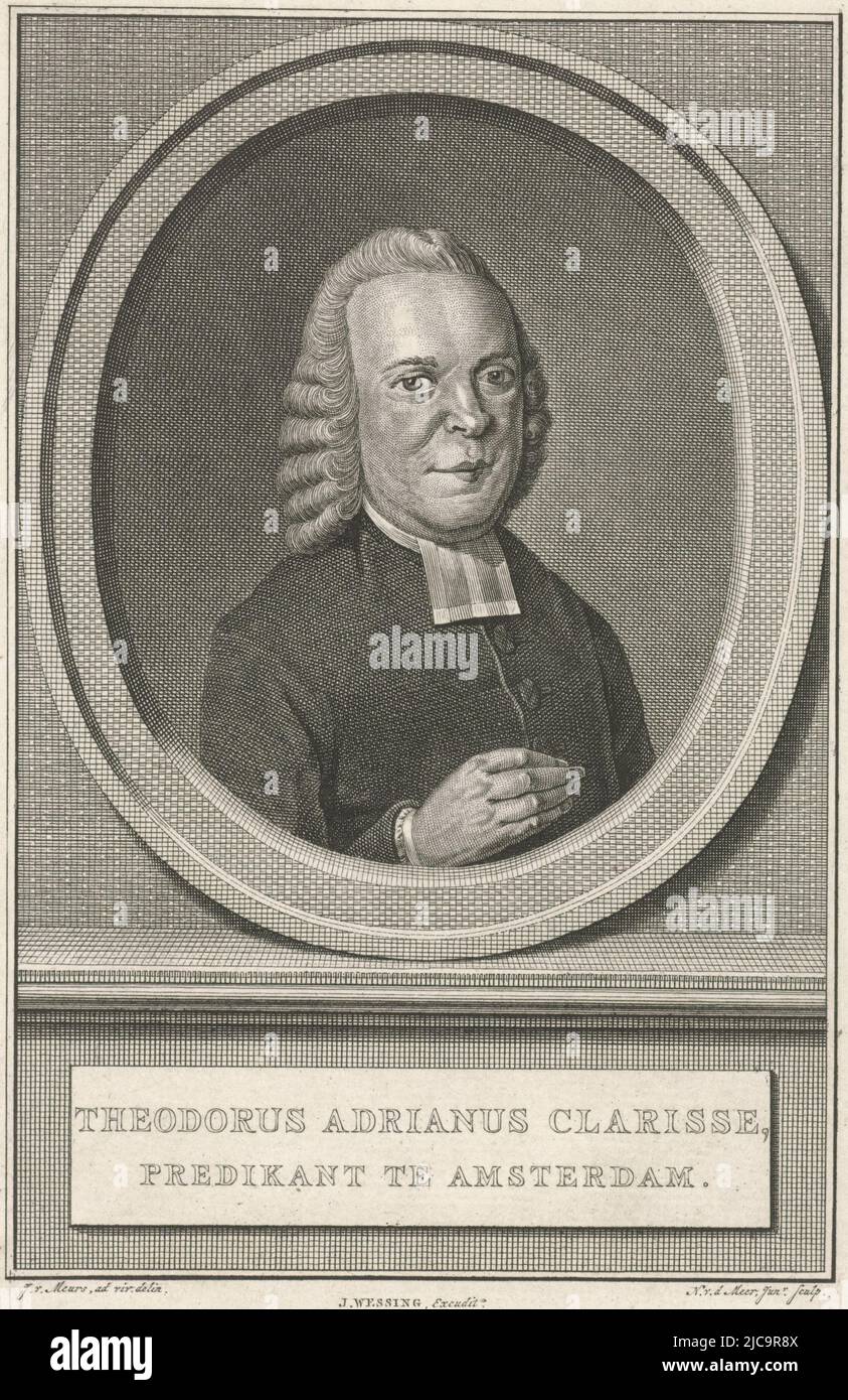 Portrait of Theodorus Adrianus Clarisse, pastor in Amsterdam,, Portrait ...