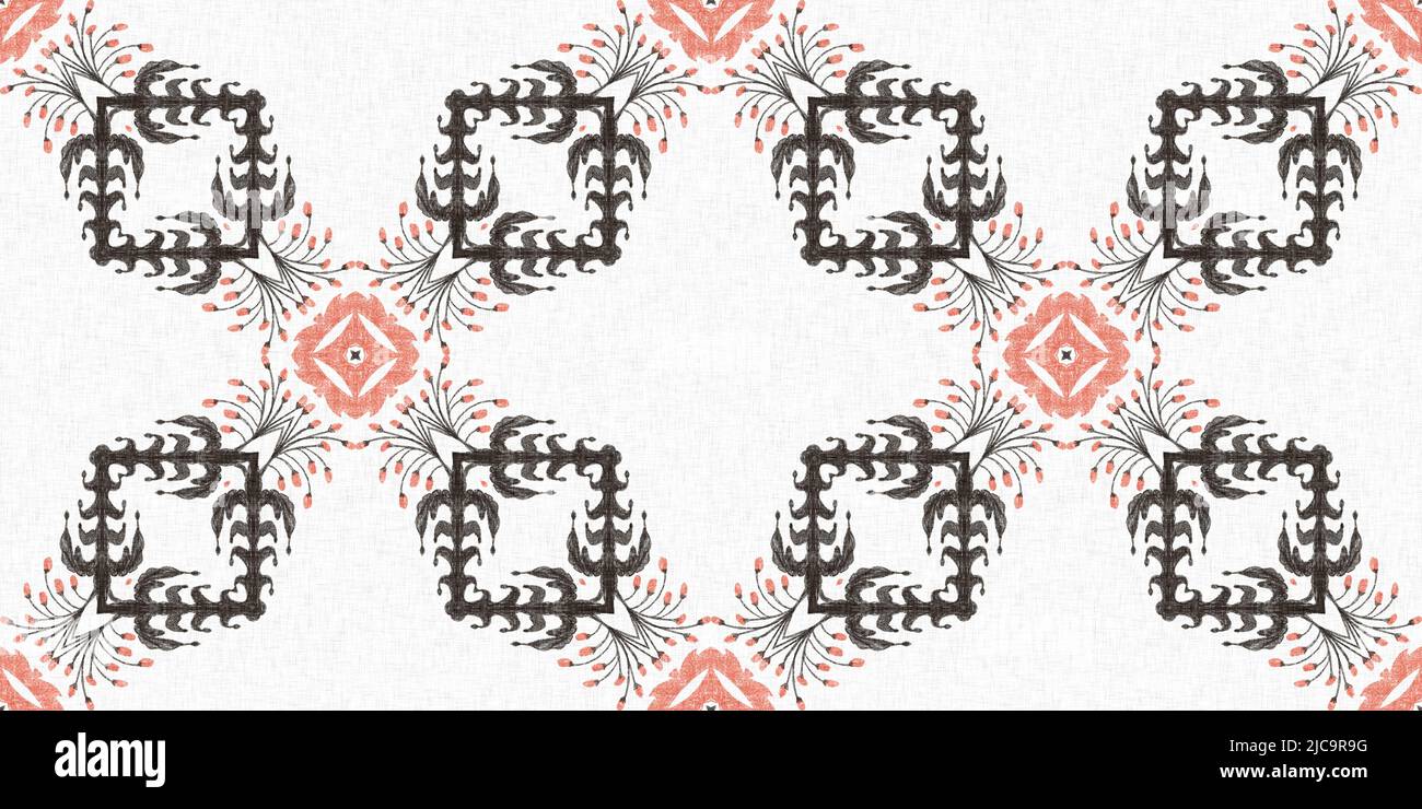 Modern boho geometric floral quilt style seamless border pattern ...