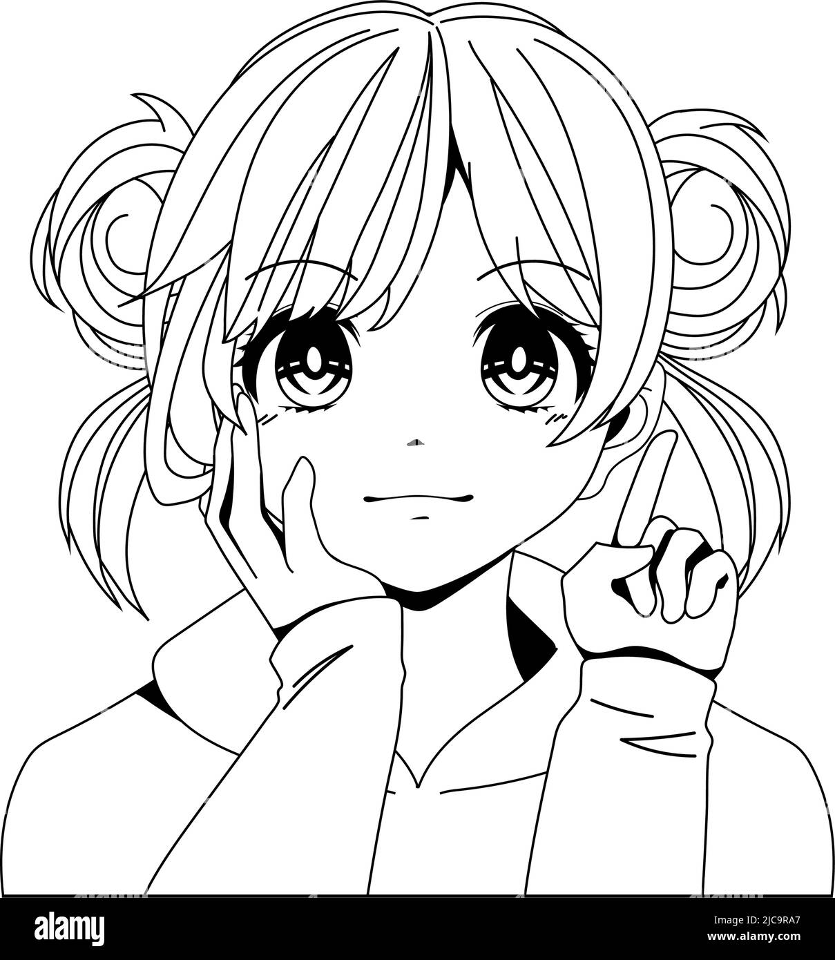 anime female line style Stock Vector Image & Art - Alamy