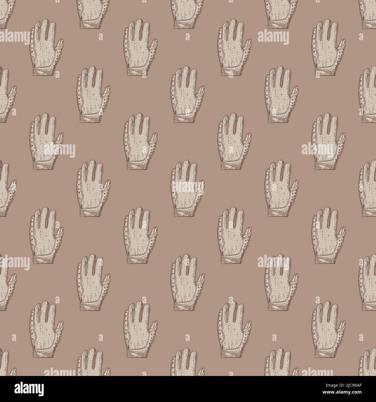 Football gloves seamless pattern engraving. Vintage sport background in ...