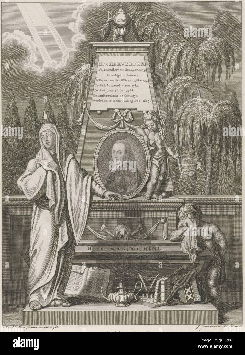 Memorial to preacher Henricus van Herwerden Next to his portrait is a ...