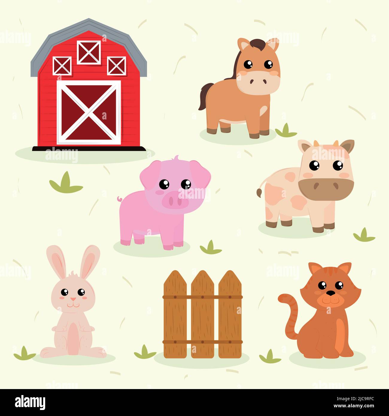 cute farm animals Stock Vector Image & Art - Alamy