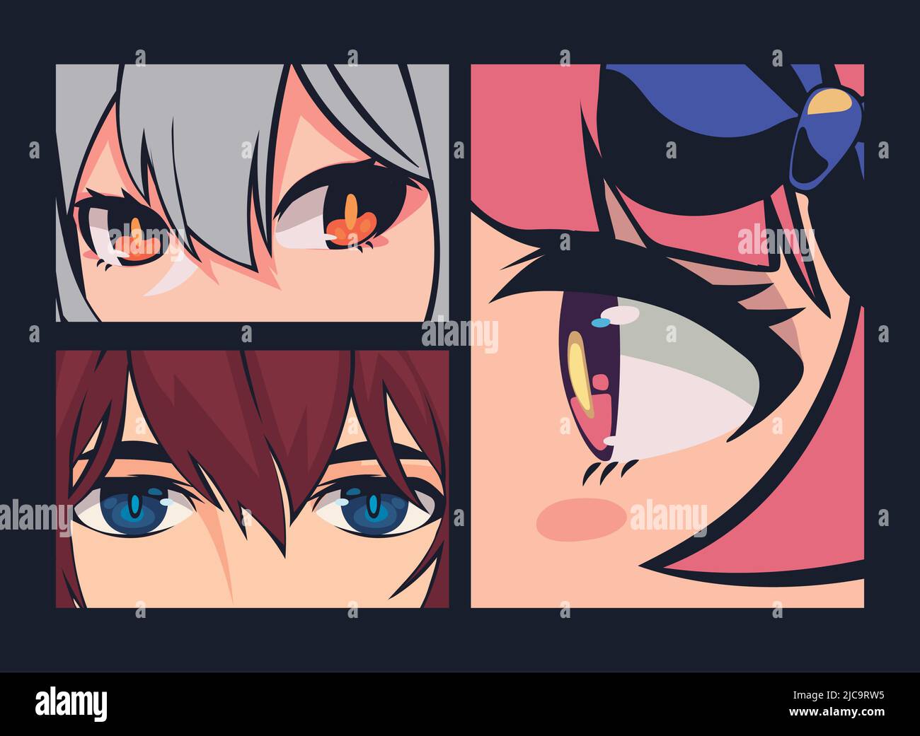 anime faces close up Stock Vector Image & Art - Alamy