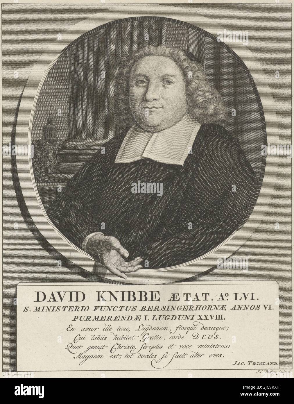 Portrait of the preacher David Knibbe, aged 56 In the frame a four-line ...