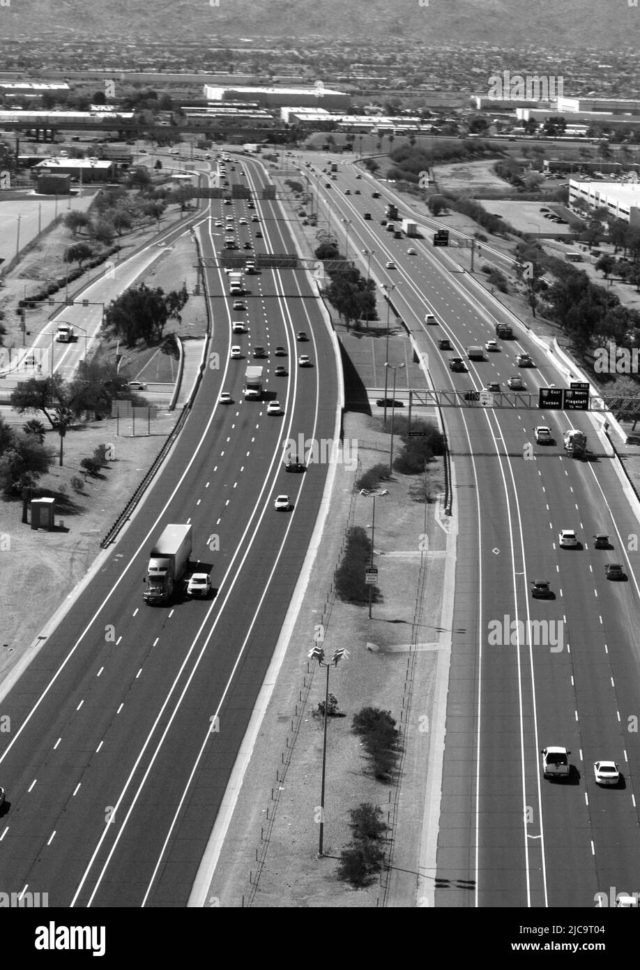 View from the window of a passenger airplane as it flies over ...
