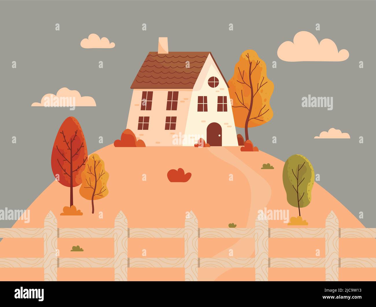 House facade tree autumn Stock Vector Images - Alamy