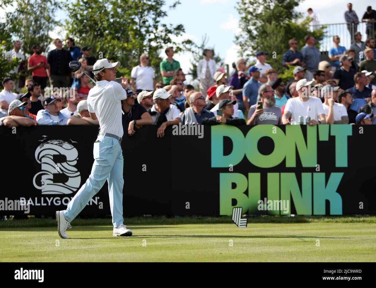 USA's James Piot, playing for team Fireballs GC, tees off on the 16th ...