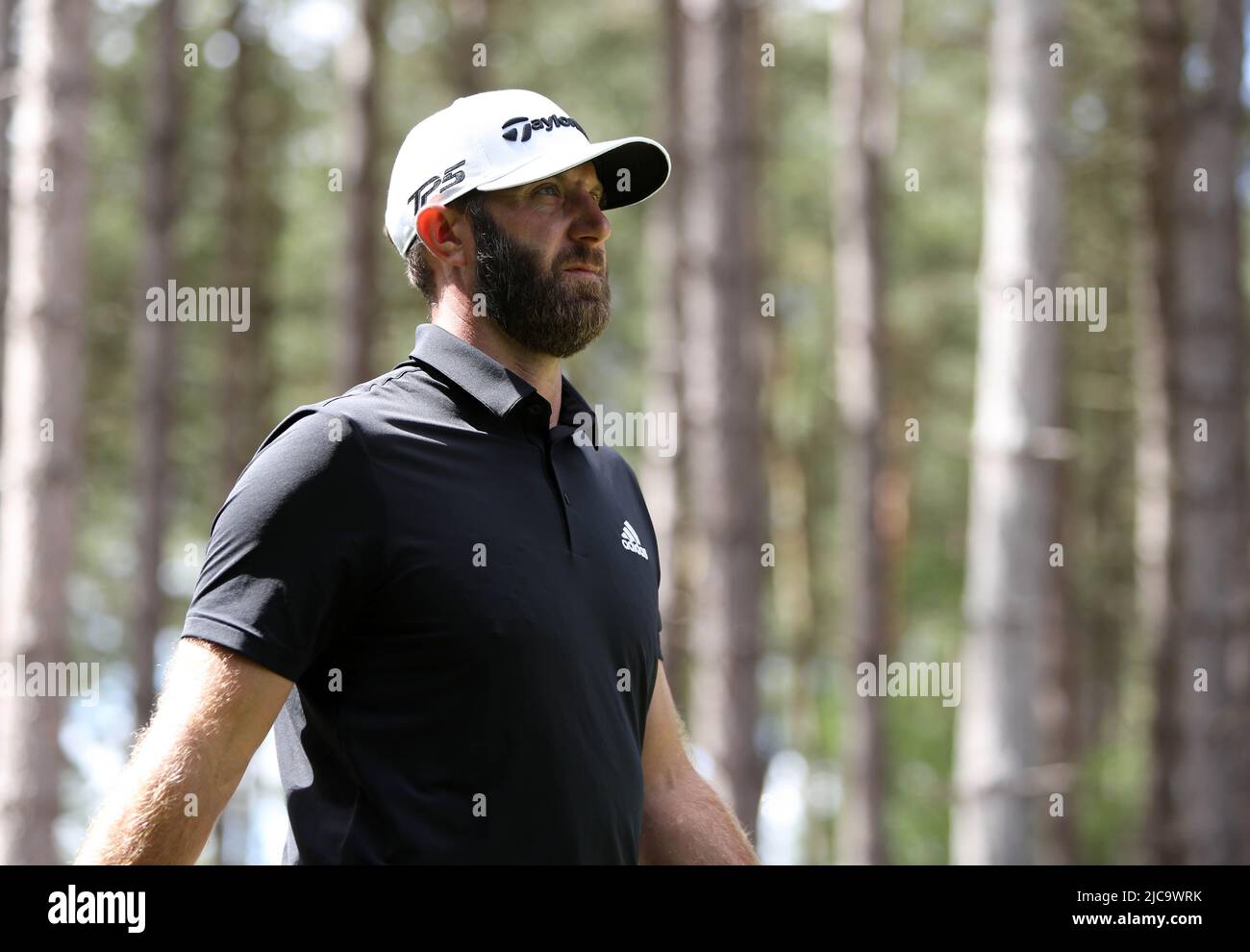 USA's Dustin Johnson, playing for team 4 Aces GC, during day three of ...