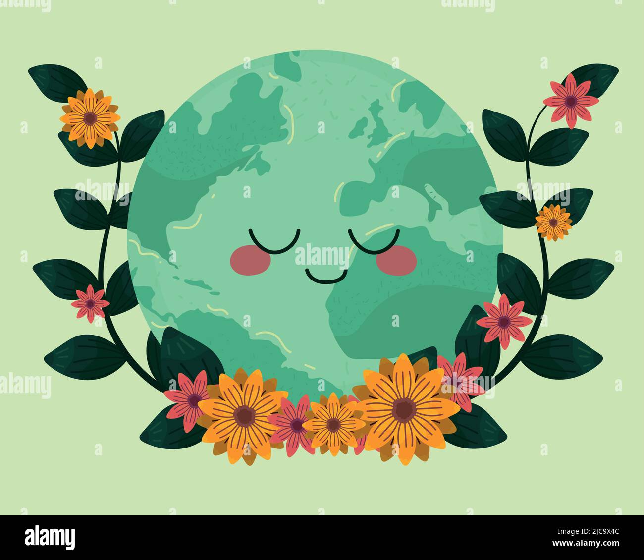 Cute flower earth planet vector hi-res stock photography and images - Alamy