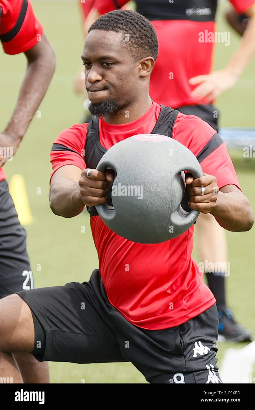 Seraing's Gerald Kilota pictured during the first training session of ...