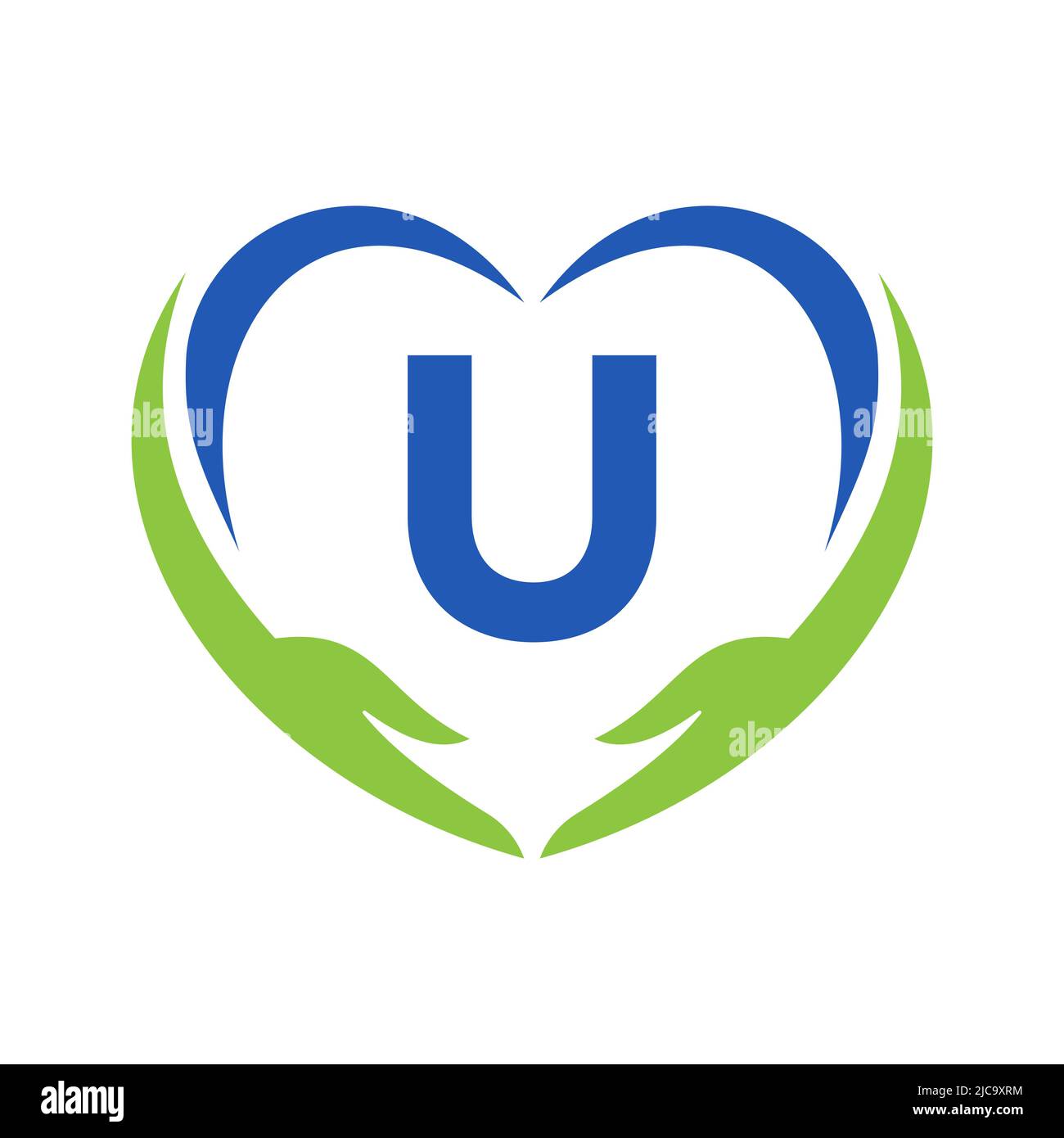 Hand Care Logo On Letter U. Letter U Charity Logo, Healthcare Care ...