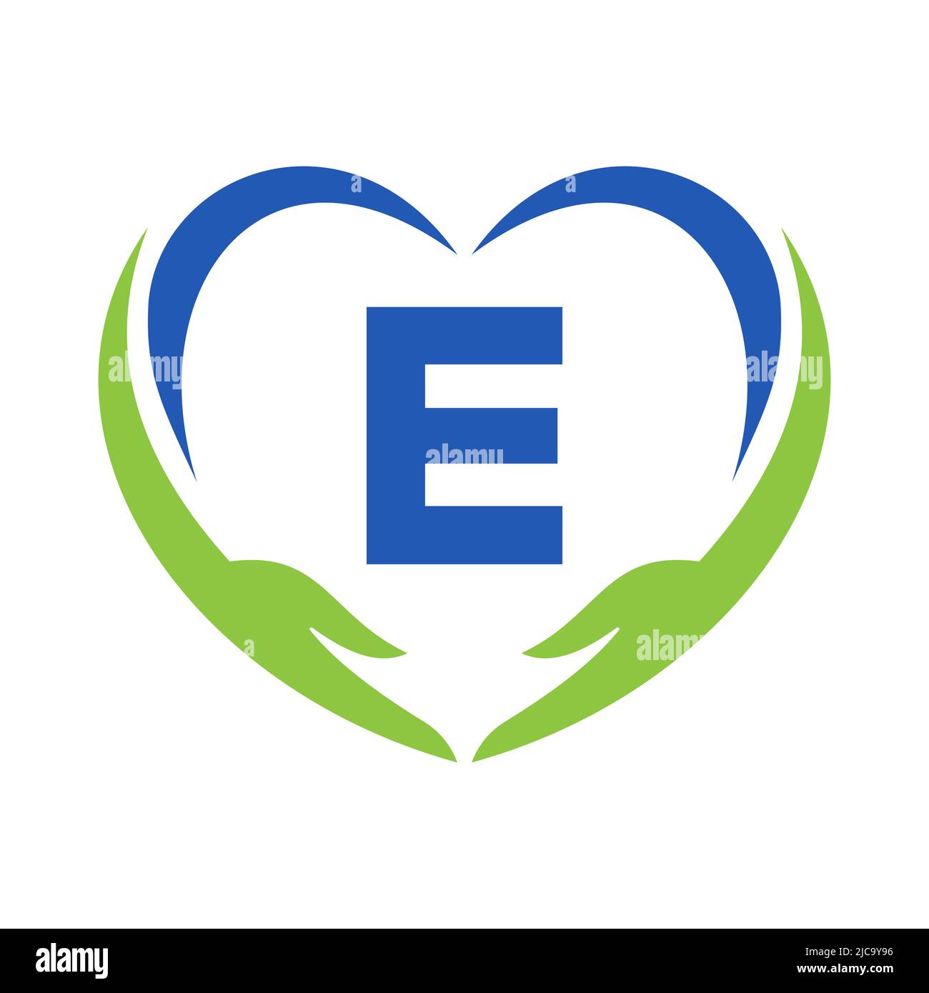 Hand Care Logo On Letter E. Letter E Charity Logo, Healthcare Care ...