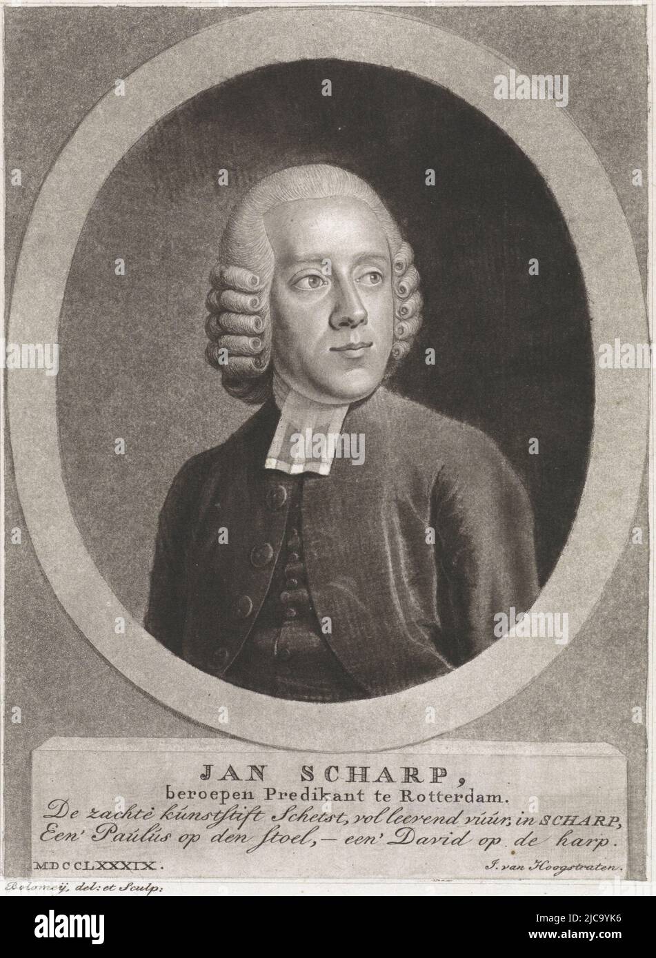 Portrait of Jan Scharp, pastor at Rotterdam between 1789 and 1826 On a ...