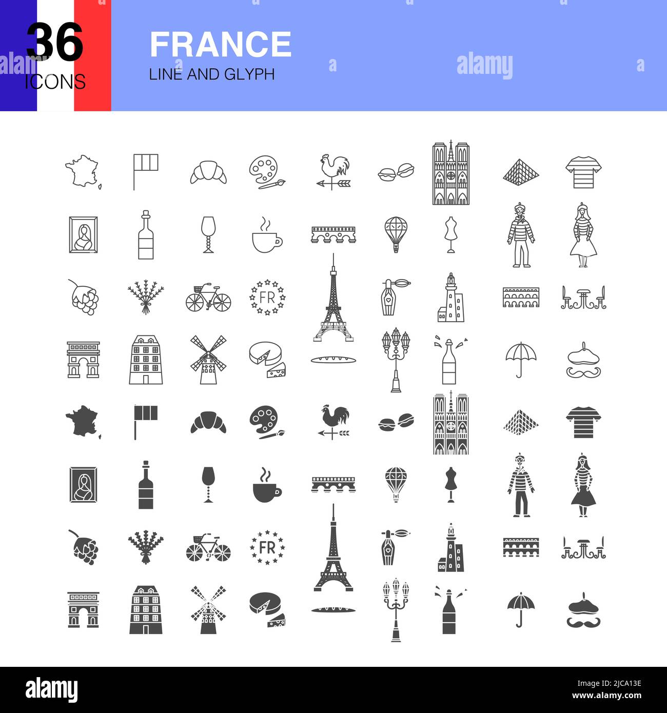 Map france icon set hi-res stock photography and images - Alamy