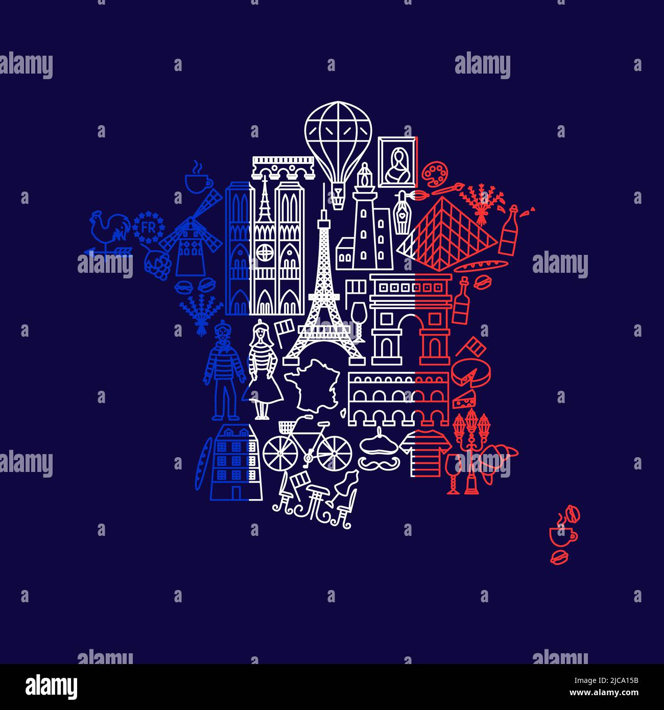 France Country Line Icons Stock Vector Image & Art - Alamy