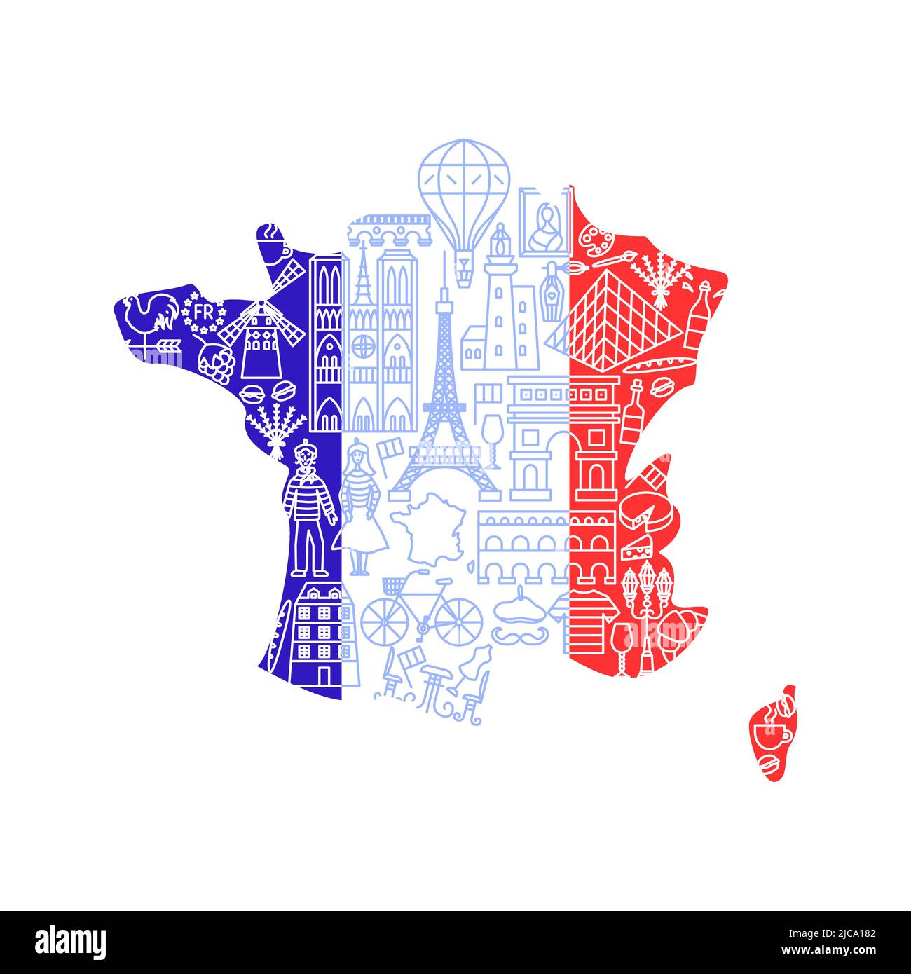 France Country Map Stock Vector Image & Art - Alamy