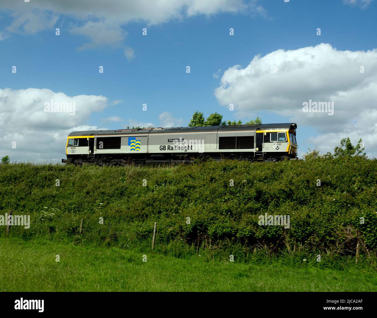 GBRf class 66 diesel locomotive No. 66794 "Steve Hannam" travelling ...