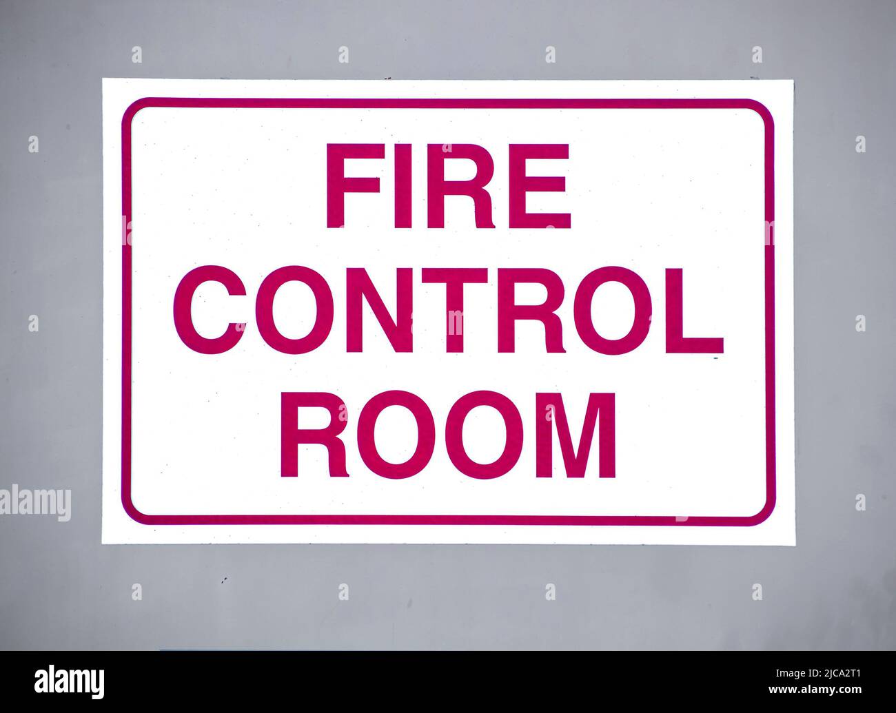 Fire Control Room Sign with red letters on white background on outside ...