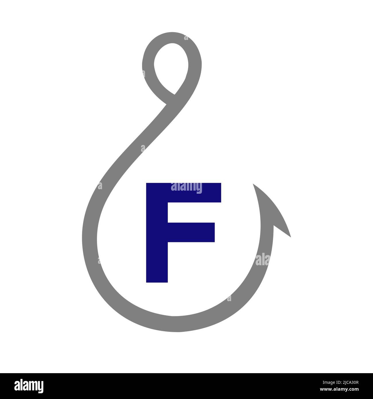 Fishing Logo On Letter F Sign, Fishing Hook Logo Template Stock Vector ...