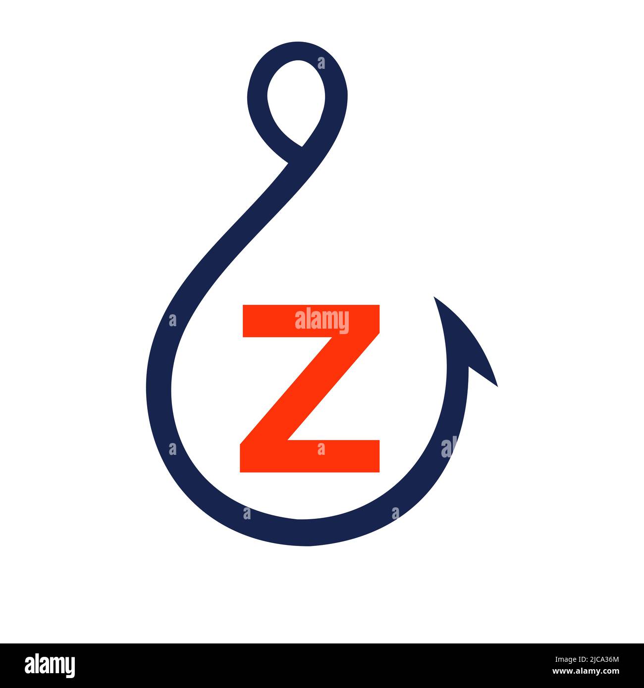 Fishing Logo On Letter Z Sign, Fishing Hook Logo Template Stock Vector ...