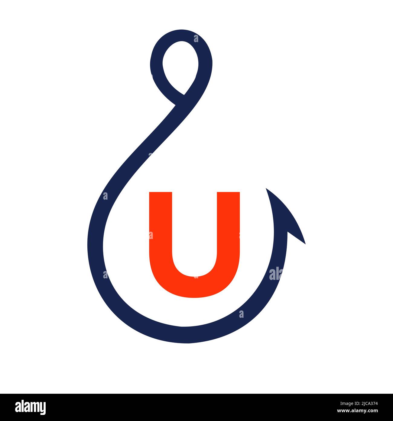 Fishing Logo On Letter U Sign, Fishing Hook Logo Template Stock Vector ...