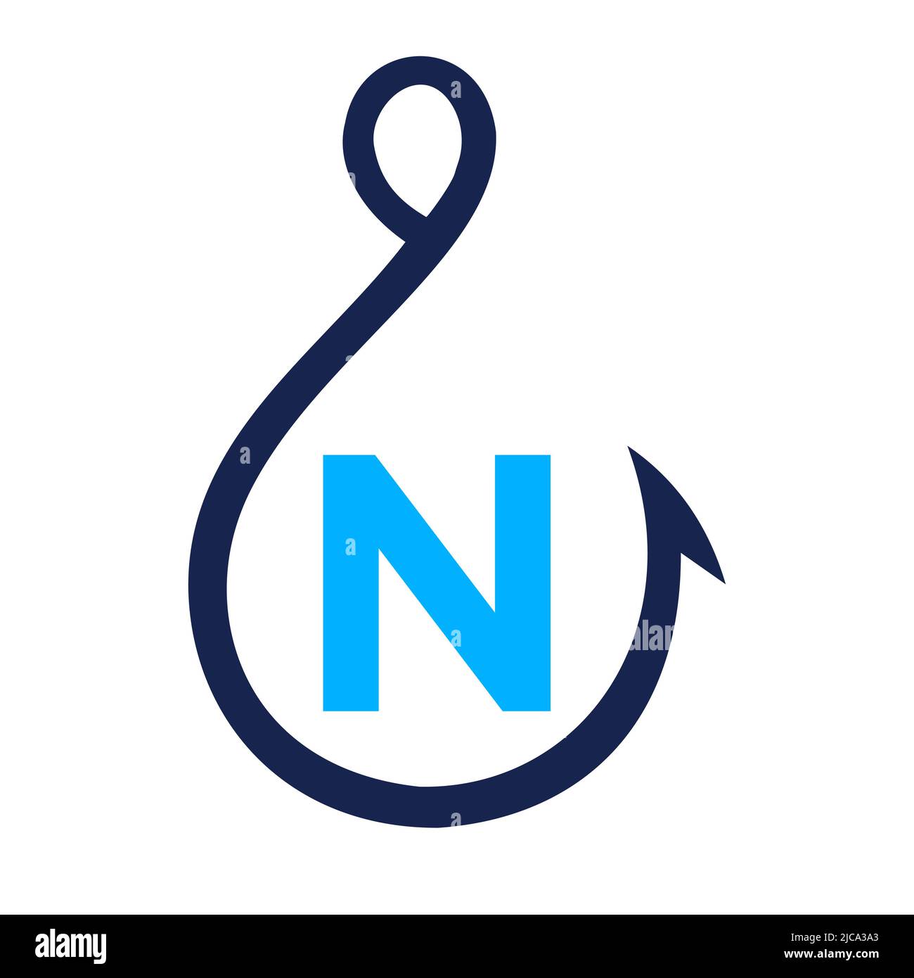 Fishing Logo On Letter N Sign, Fishing Hook Logo Template Stock Vector ...