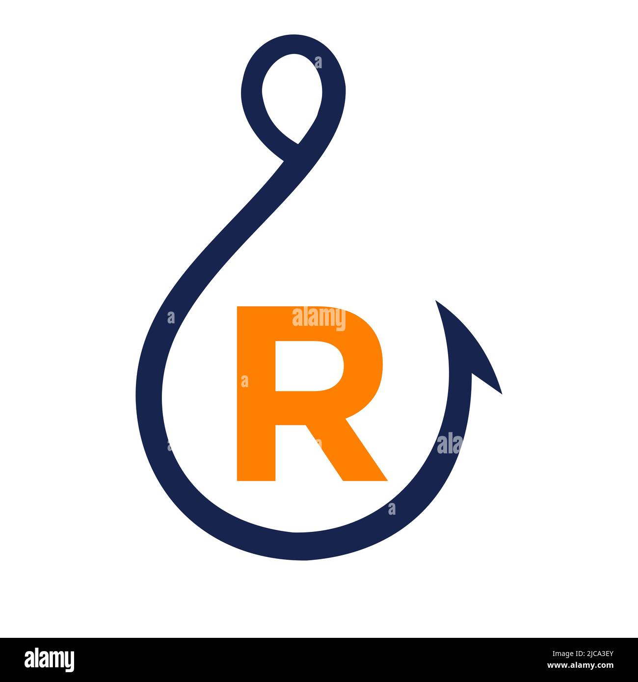 Fishing Logo On Letter R Sign, Fishing Hook Logo Template Stock Vector ...