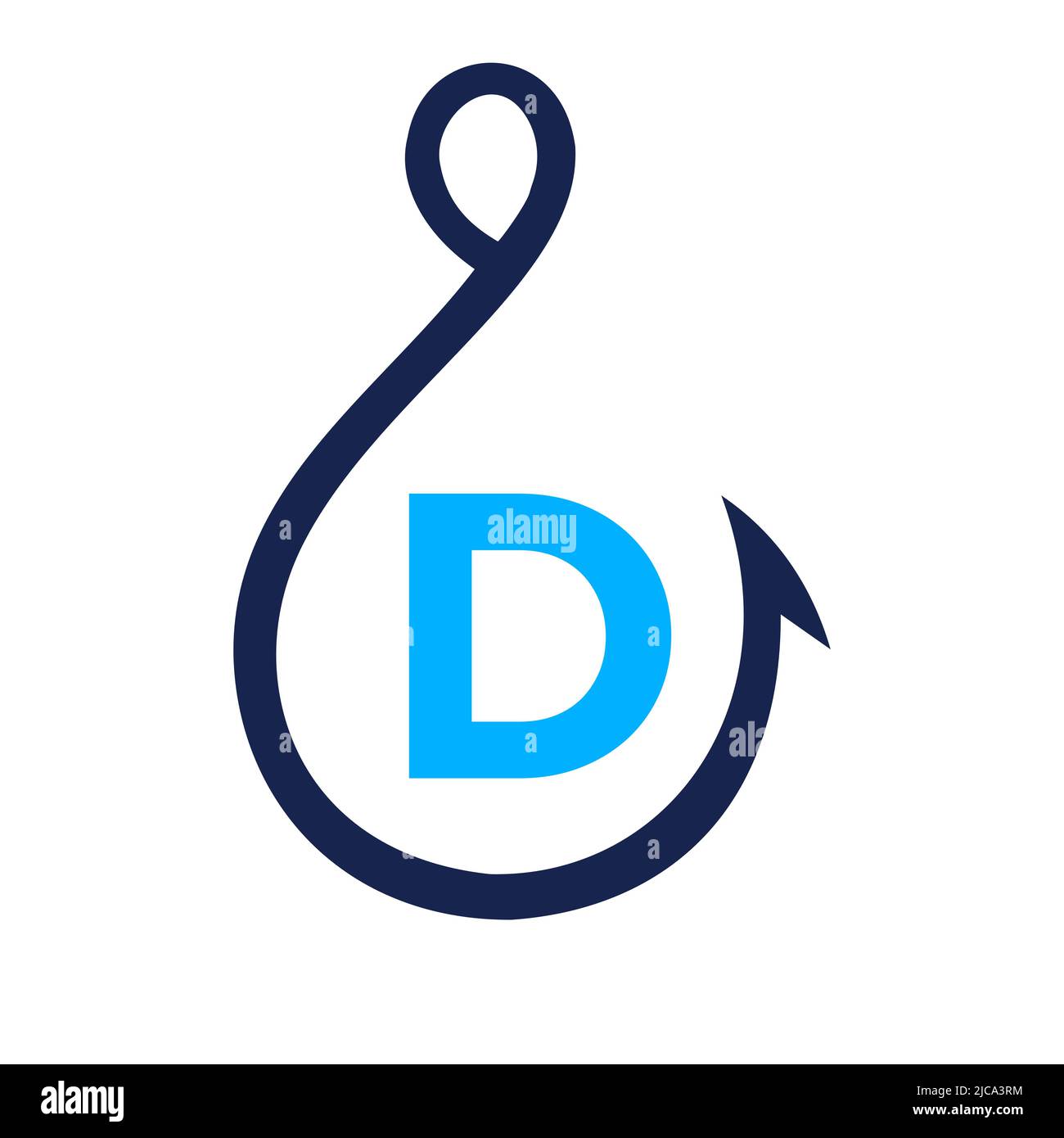 Fishing Logo On Letter D Sign, Fishing Hook Logo Template Stock Vector ...