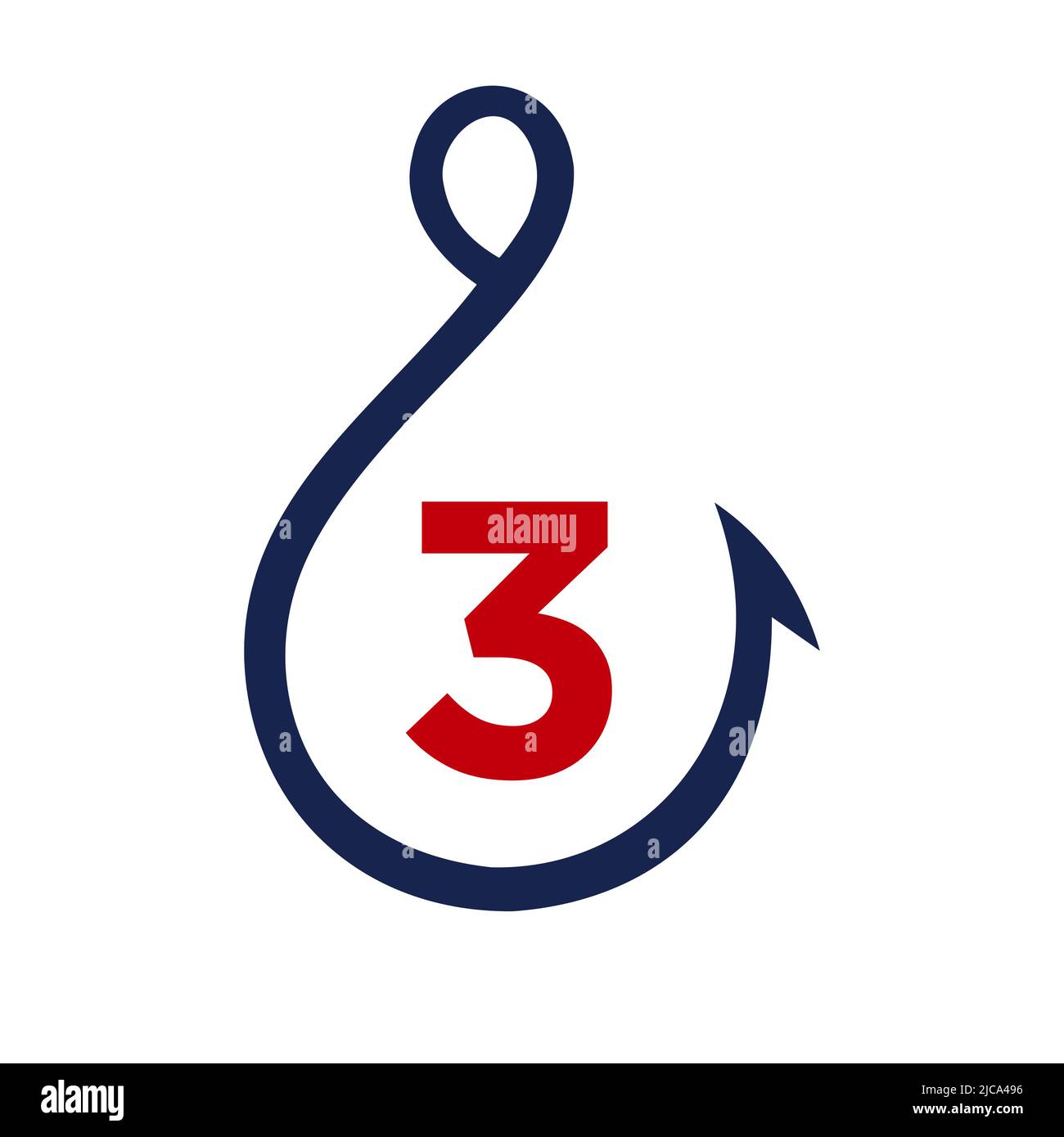 Fishing Logo On Letter 3 Sign, Fishing Hook Logo Template Stock Vector ...