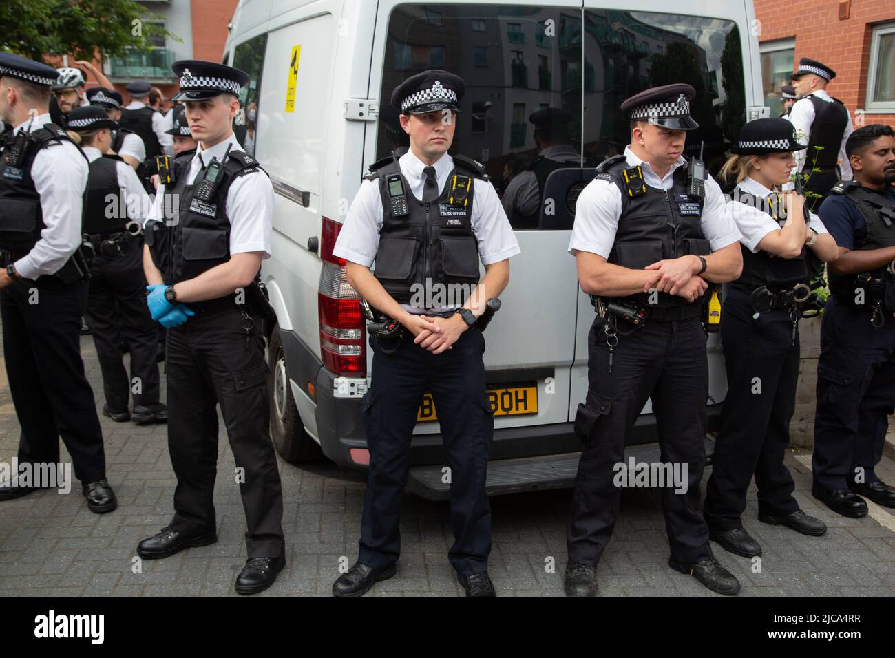 London, UK. 11th June 2022. Police during a Immigration raid at Evan ...