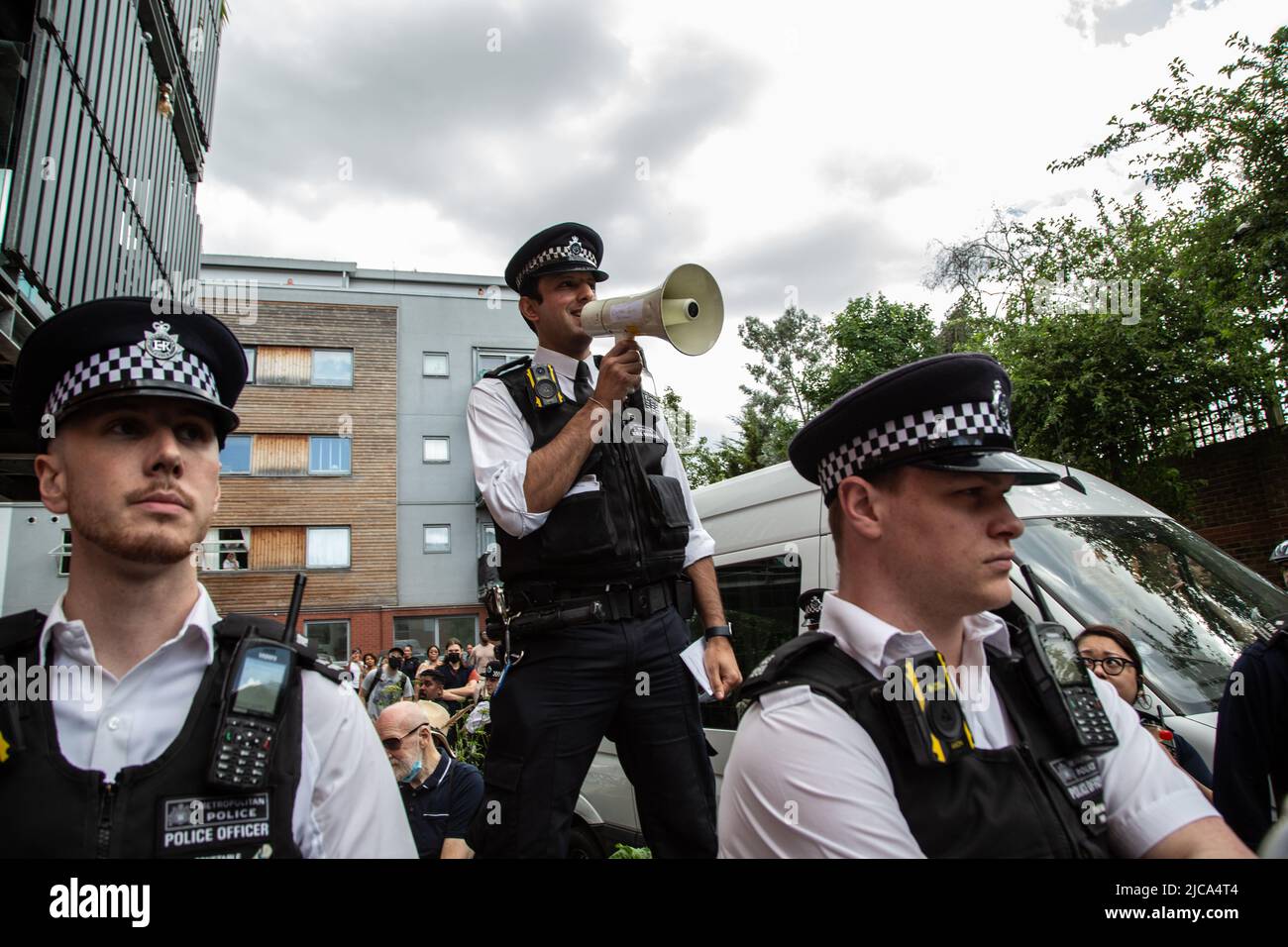 London, UK. 11th June 2022. Police during a Immigration raid at Evan ...