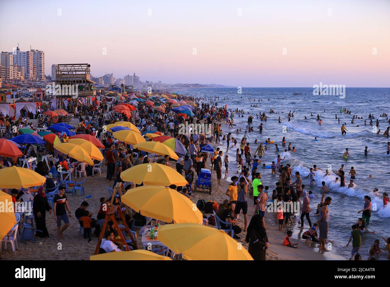 Gaza City. Palestine. 10th June 2022. Hundreds of Palestinian people ...