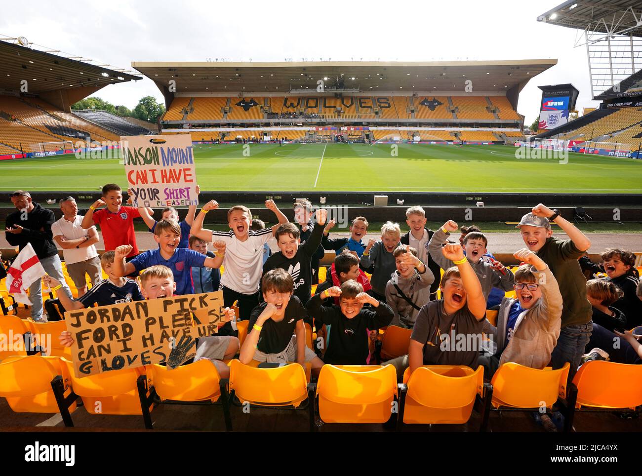 Kids from Rodborough Youth Football Club in the stands before the UEFA ...