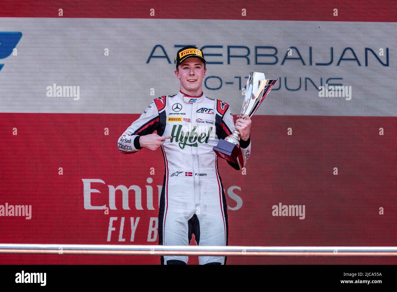 VESTI Frederik (dnk), ART Grand Prix, Dallara F2, portrait, podium Race ...