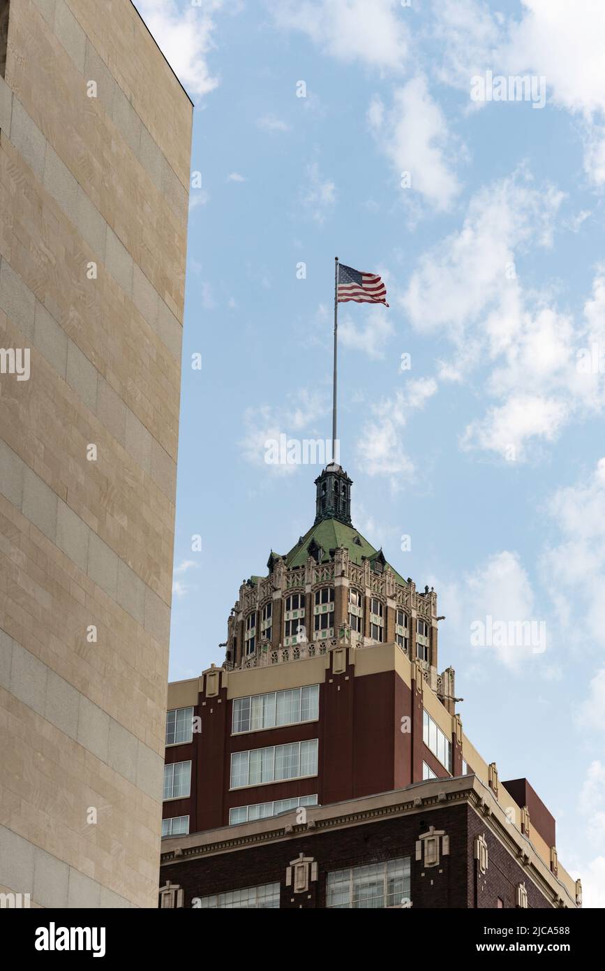 San Antonio Texas historical building with flag Stock Photo - Alamy
