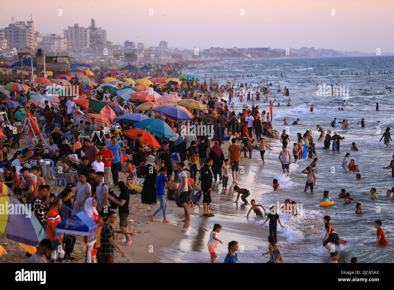 Gaza City. Palestine. 10th June 2022. Hundreds of Palestinian people ...