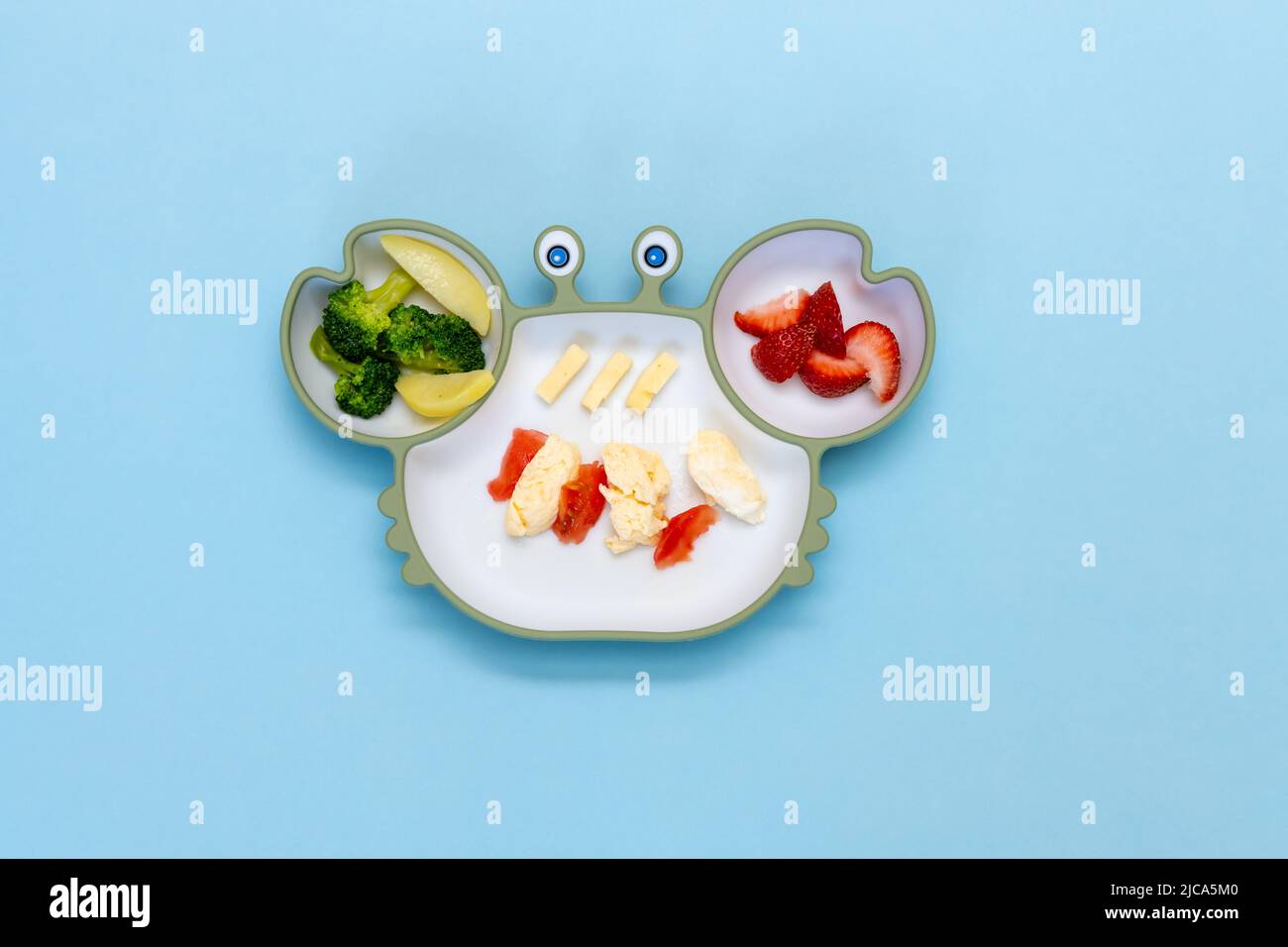 Baby Led weaning, blw. First baby food. Silicon plate with mixed ...