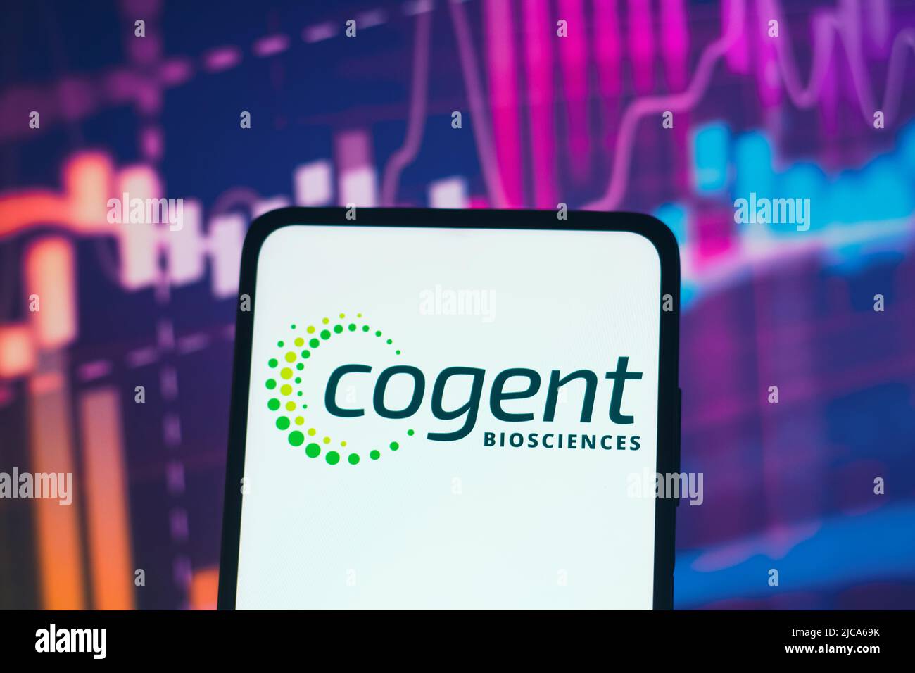 In this photo illustration, the Cogent Biosciences logo seen displayed ...