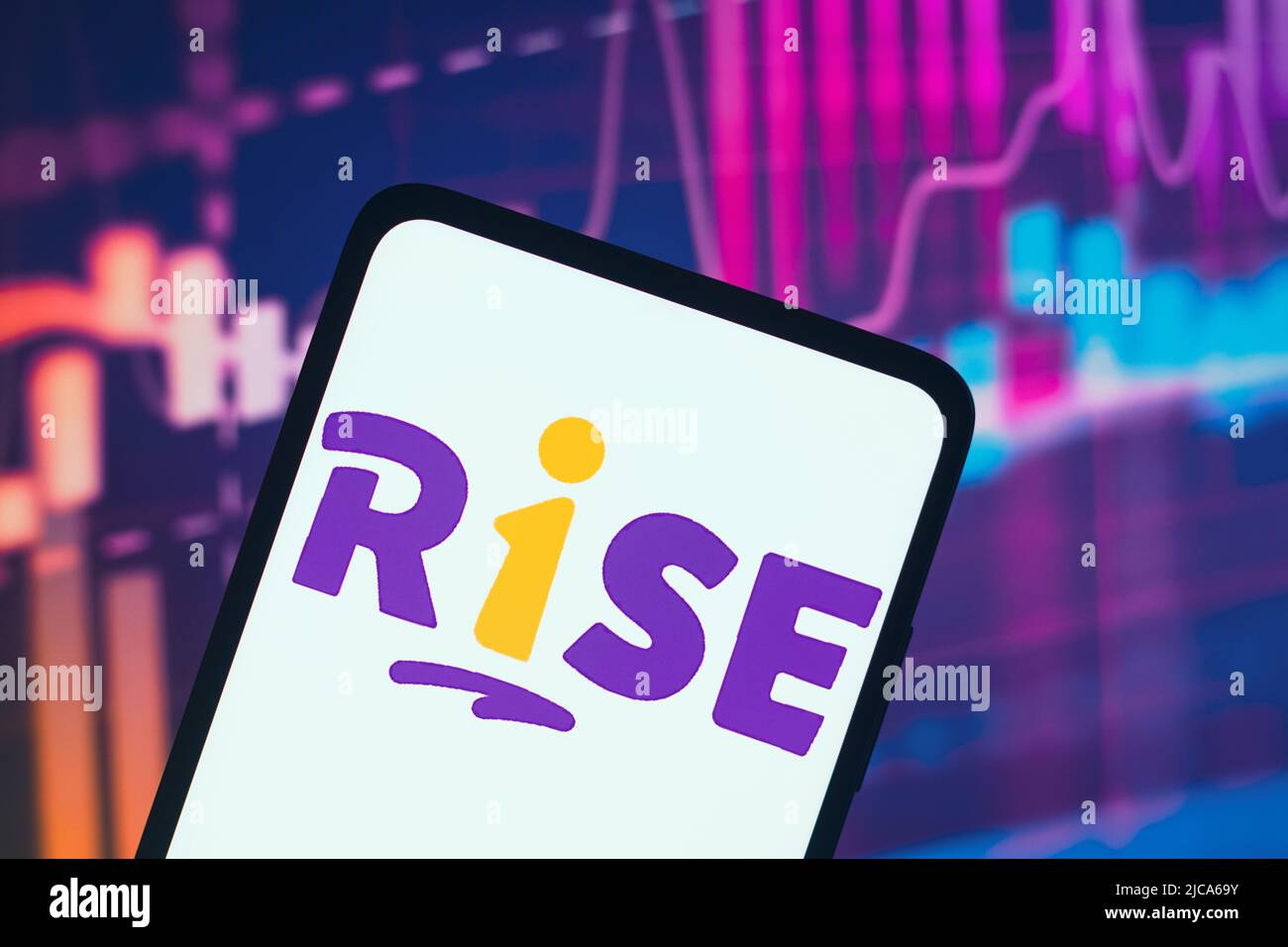 In this photo illustration, the RISE Education Cayman logo seen ...