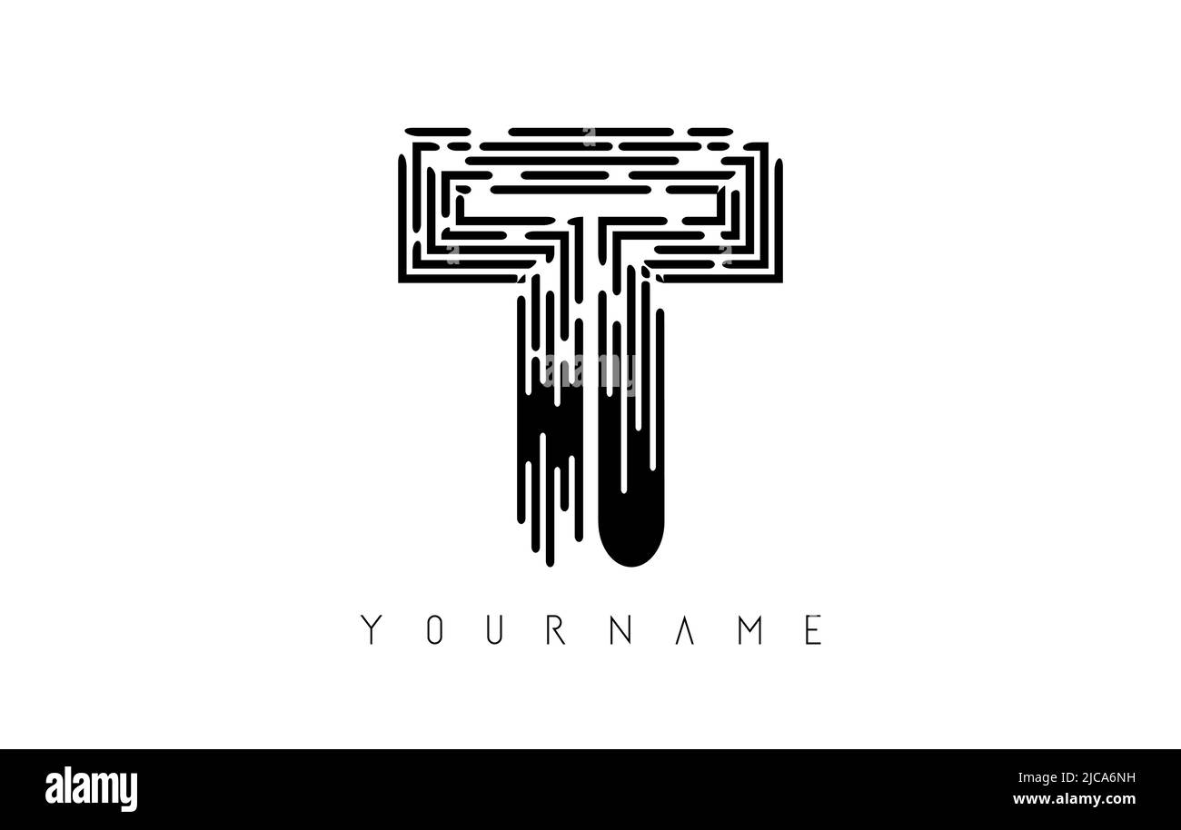 Black T letter logo concept. Creative Minimal Monochrome Monogram ...